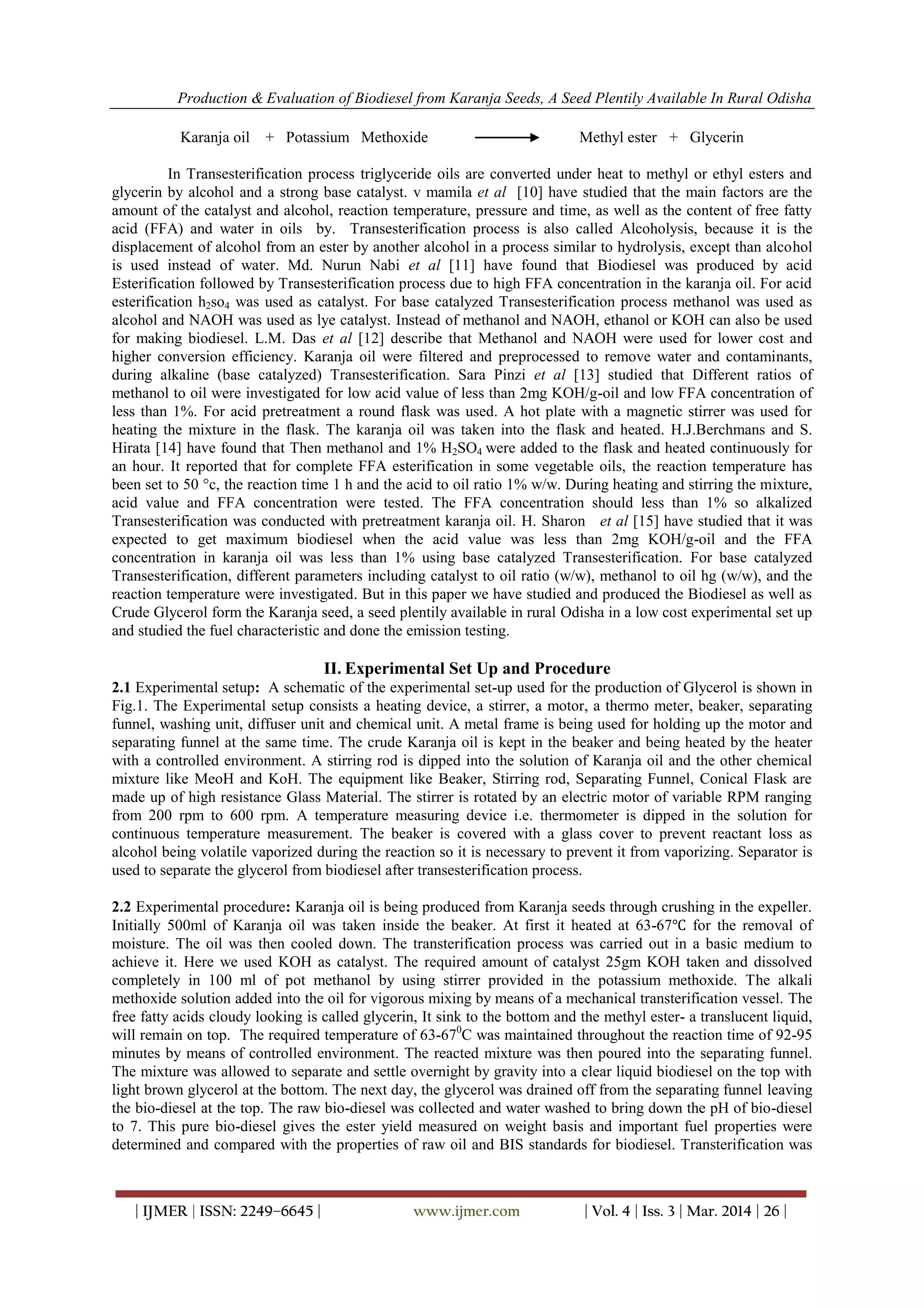 Production & Evaluation of Biodiesel from Karanja Seeds, A Seed ...