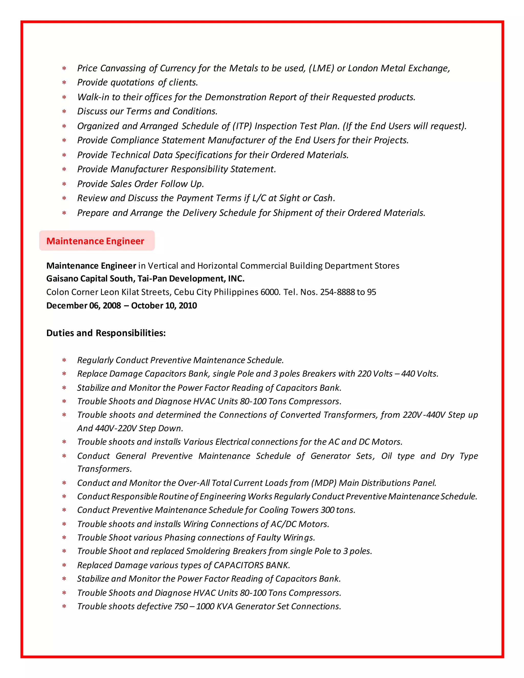 DaleBanquirigo.UpdatedCV.061516 | PDF