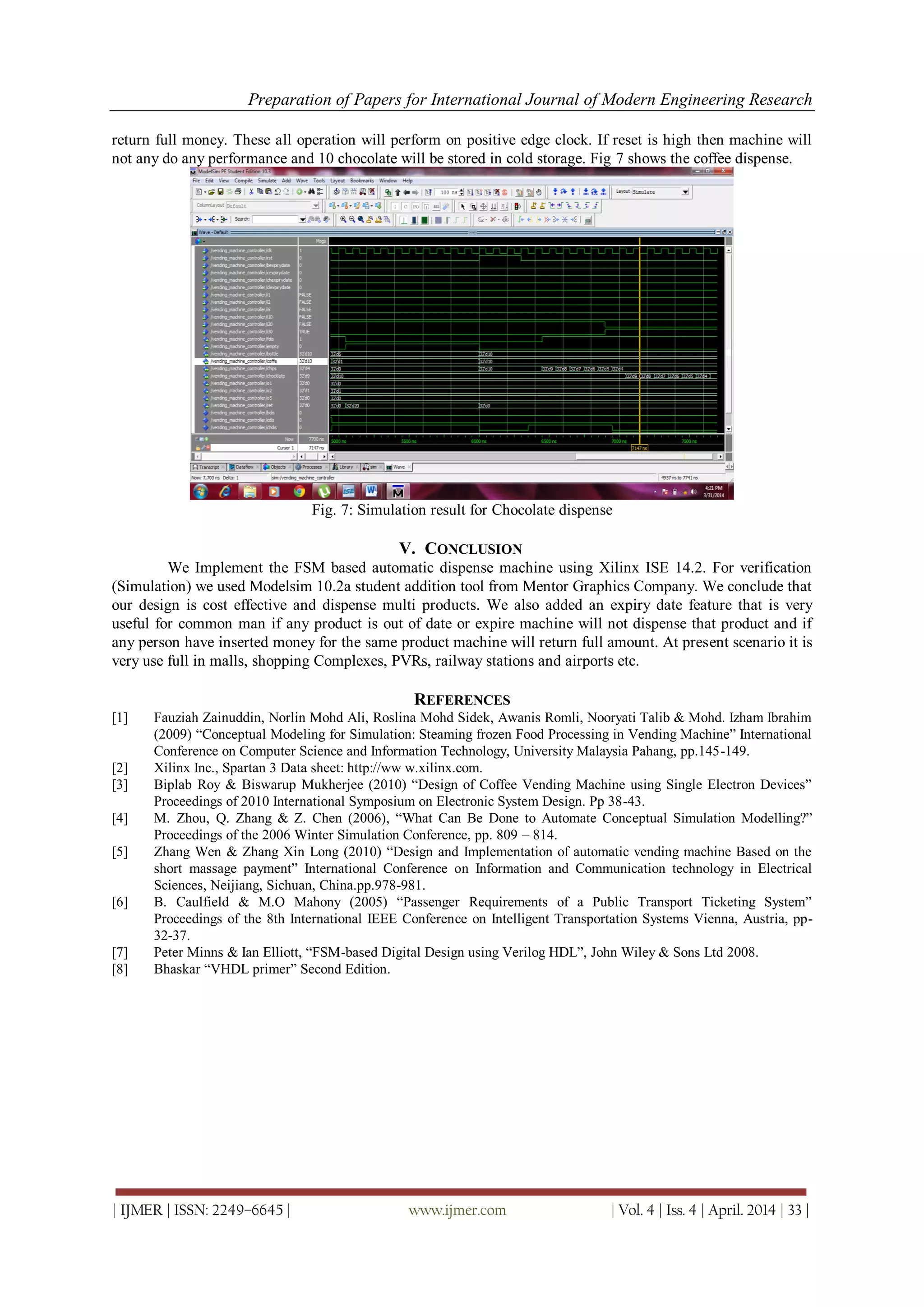 Implementation of FSM Based Automatic Dispense Machine with Expiry Date Feature Using VHDL | PDF