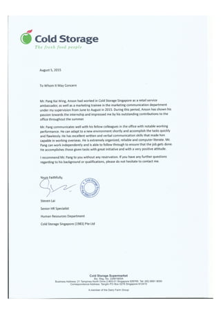 Reference letter_ Cold Storage | PDF