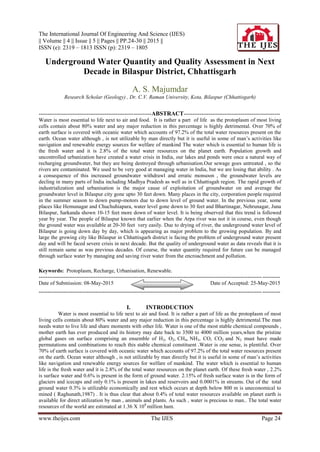 Underground Water Quantity and Quality Assessment in Next Decade in ...