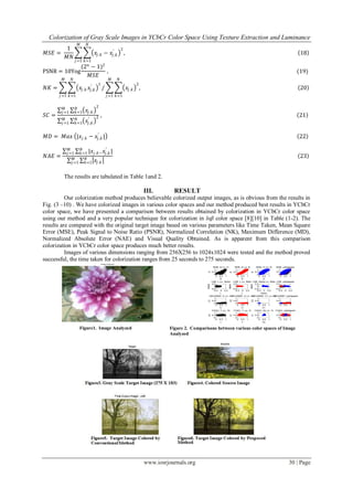 Colorization of Gray Scale Images in YCbCr Color Space Using Texture Extraction and Luminance ...