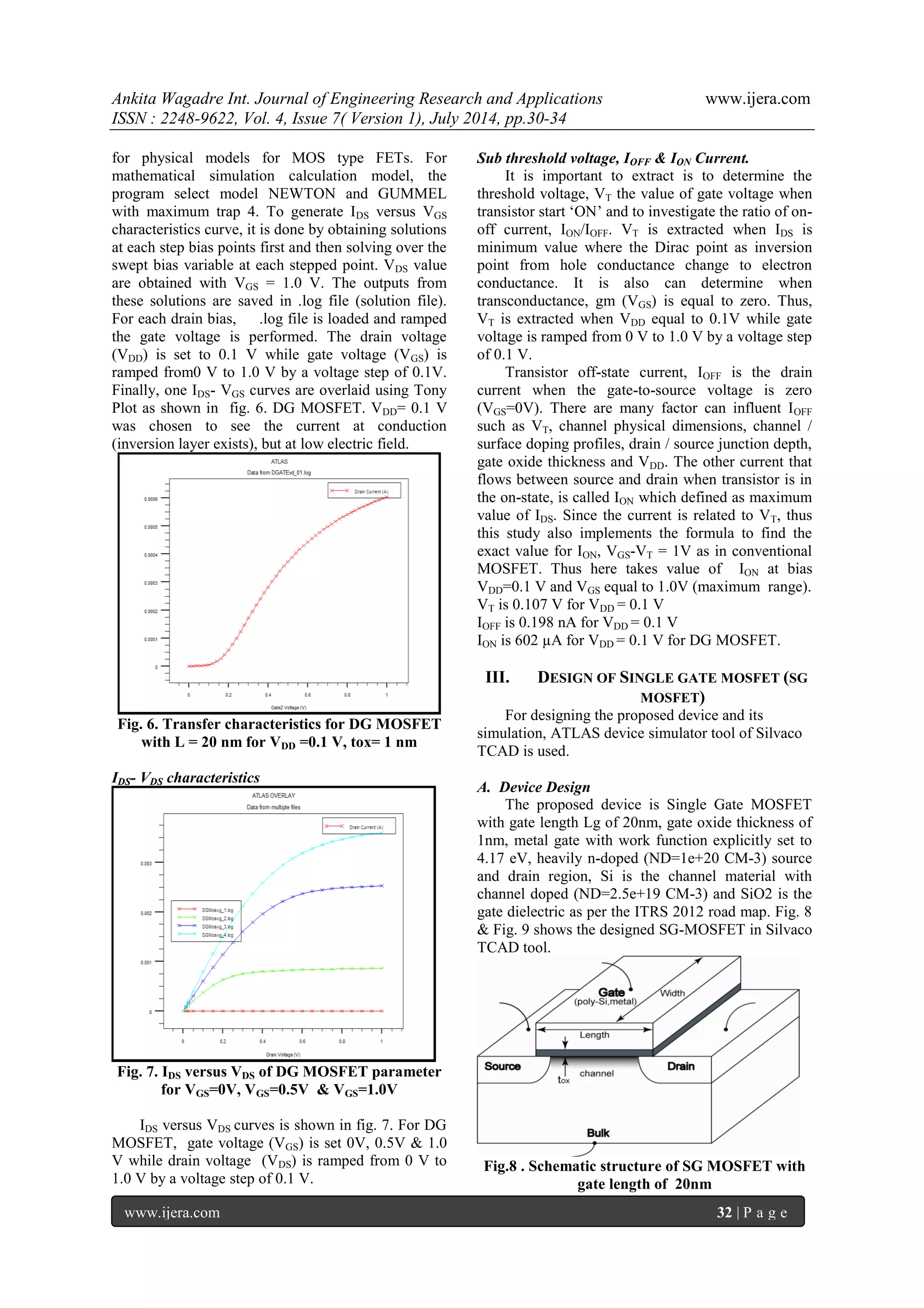 Design & Performance Analysis of DG-MOSFET for Reduction of Short ... Design & Performance Analysis of DG-MOSFET for Reduction of Short ...
