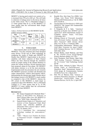 Design & Performance Analysis of DG-MOSFET for Reduction of Short Channel Effect over Bulk ...