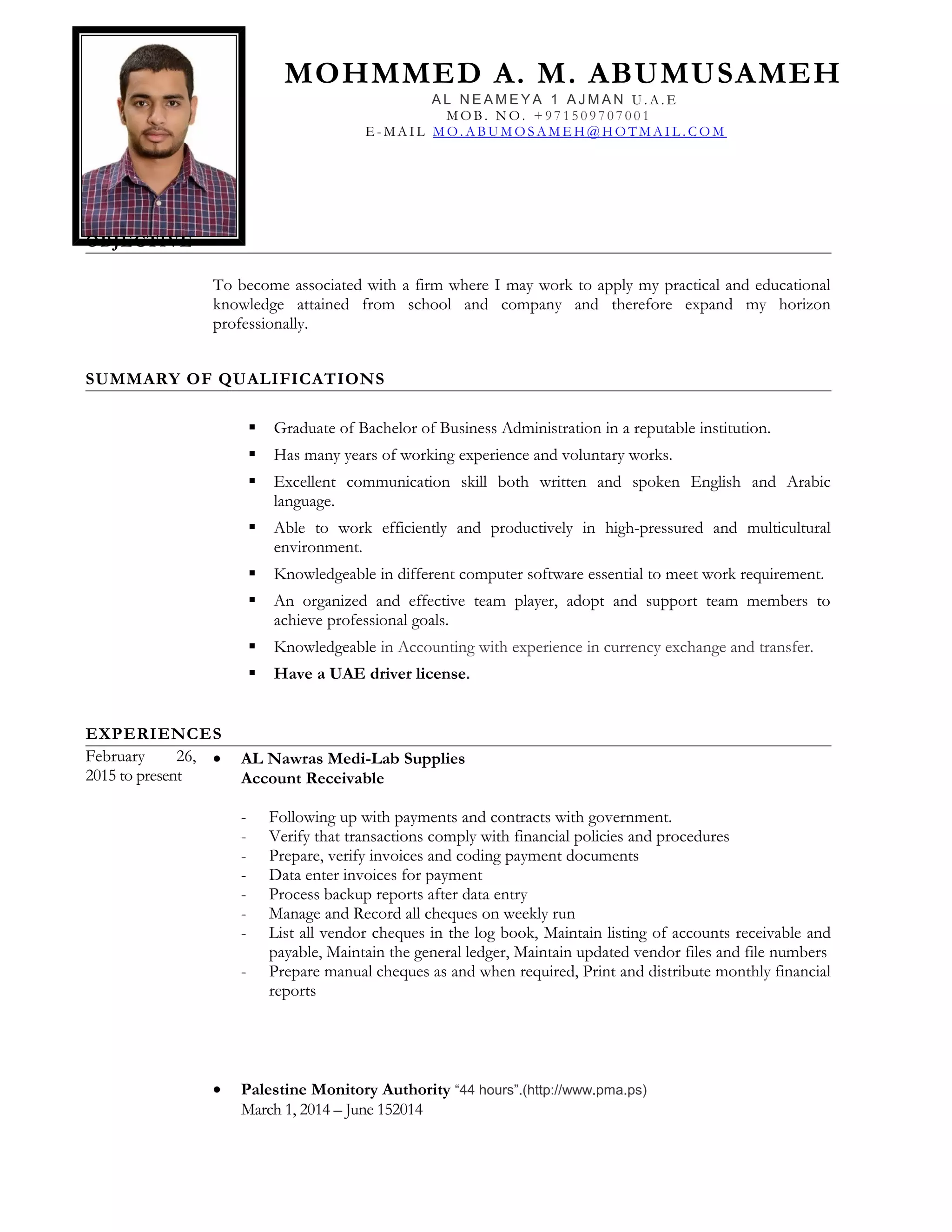 CV_New Mohammed | DOC | Business Accounting & Finance | Business