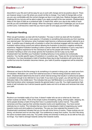 MAtt Red Boswell PeopleSync : ShadowMatch Personality : Strengths Results | PDF