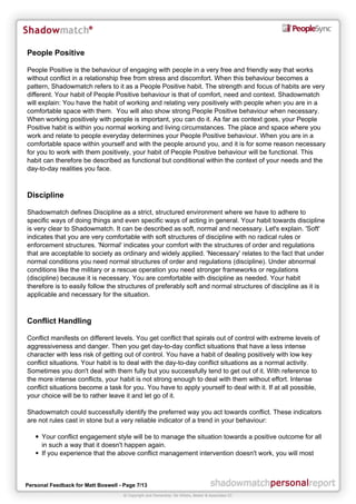 MAtt Red Boswell PeopleSync : ShadowMatch Personality : Strengths Results | PDF