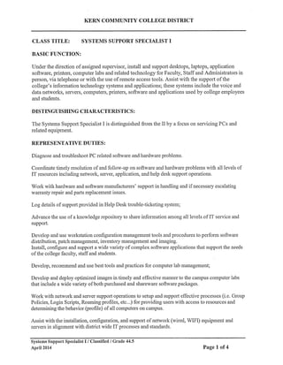 System Support Specialist I | PDF