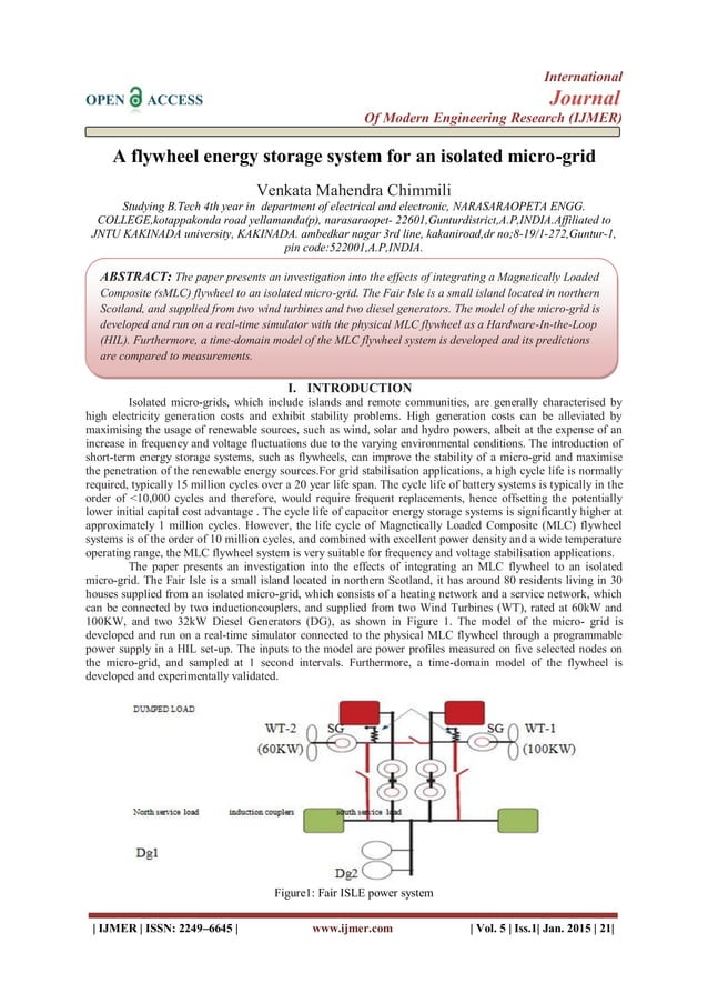 A flywheel energy storage system for an isolated micro-grid | PDF