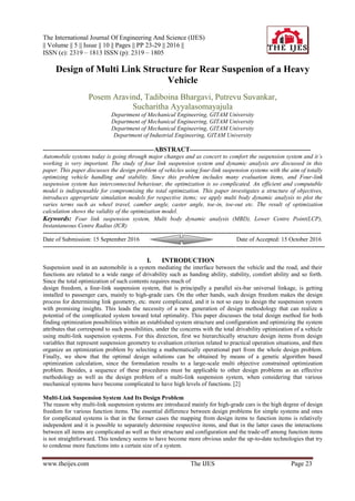 Design of Multi Link Structure for Rear Suspenion of a Heavy Vehicle | PDF | Auto Technology ...