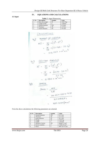 Design of Multi Link Structure for Rear Suspenion of a Heavy Vehicle ...