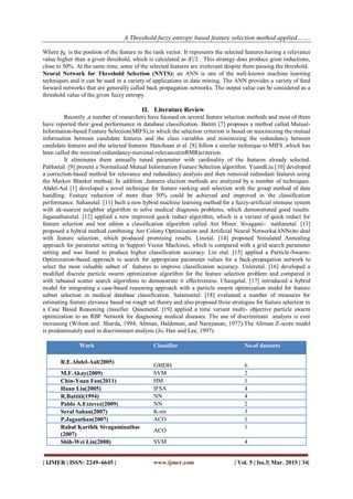 A Threshold fuzzy entropy based feature selection method applied in various benchmark datasets ...