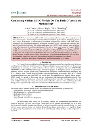 Comparing Various SDLC Models On The Basis Of Available Methodology | PDF | Operating Systems ...