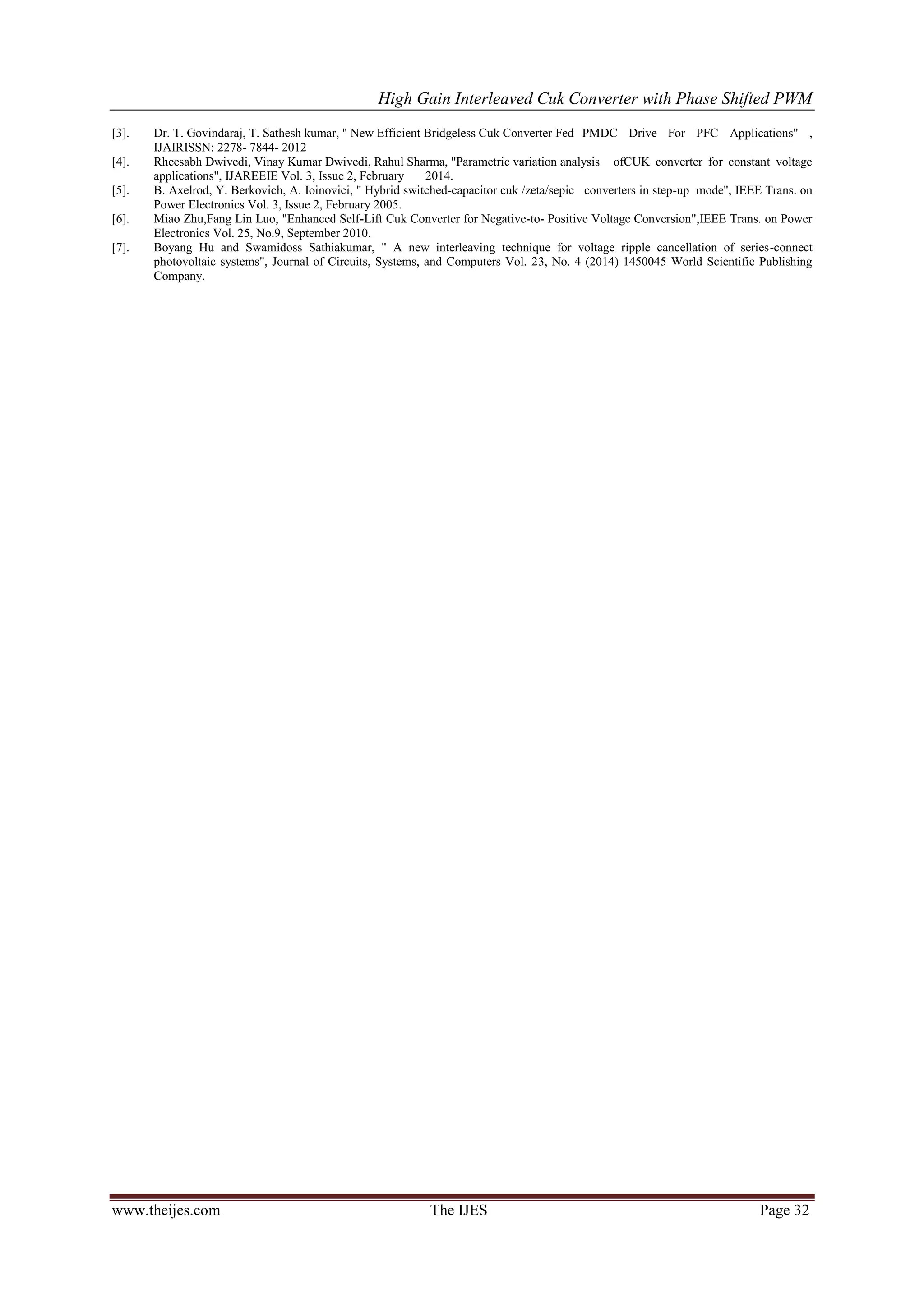 High Gain Interleaved Cuk Converter with Phase Shifted PWM | PDF