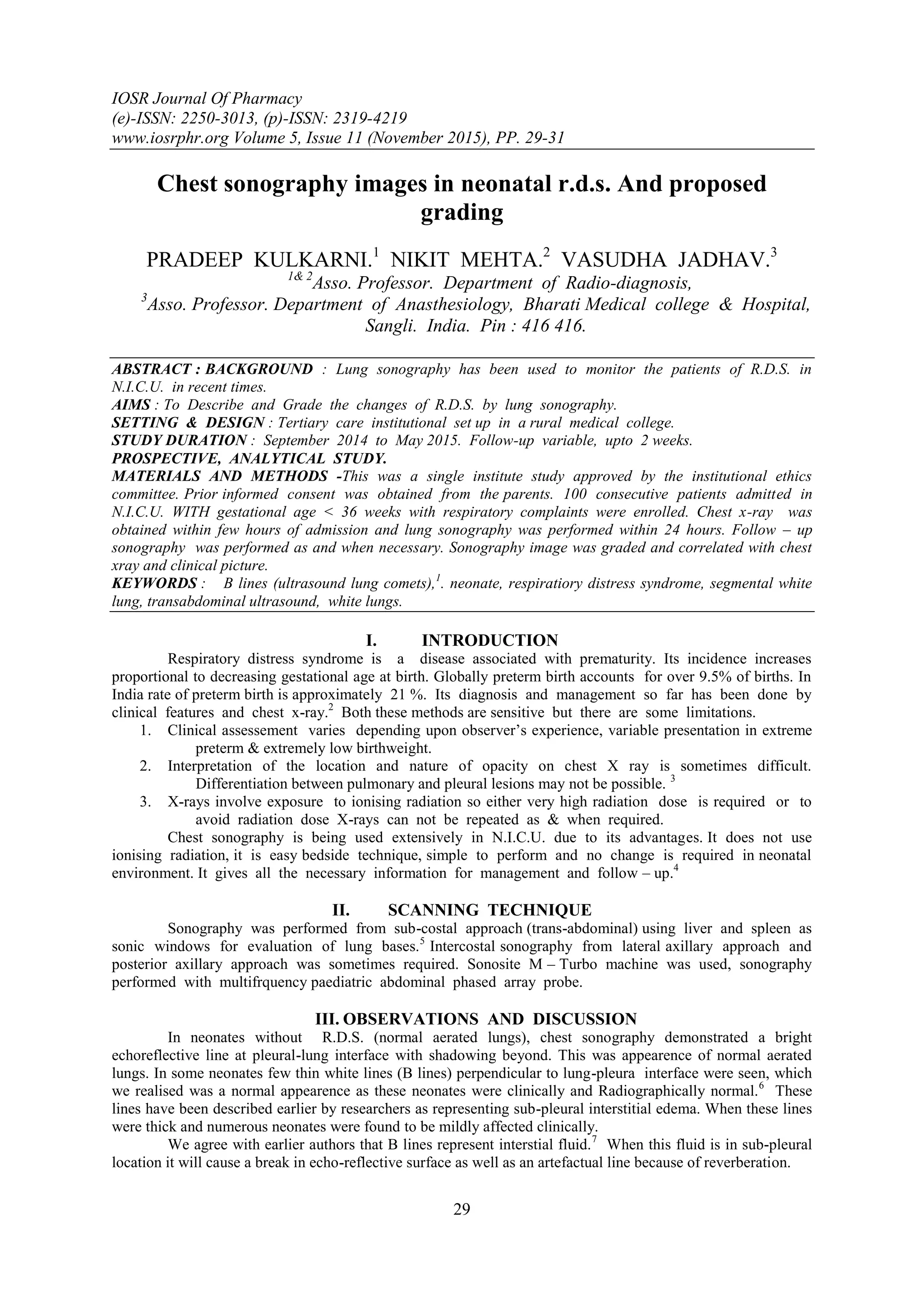 Chest sonography images in neonatal r.d.s. And proposed grading | PDF