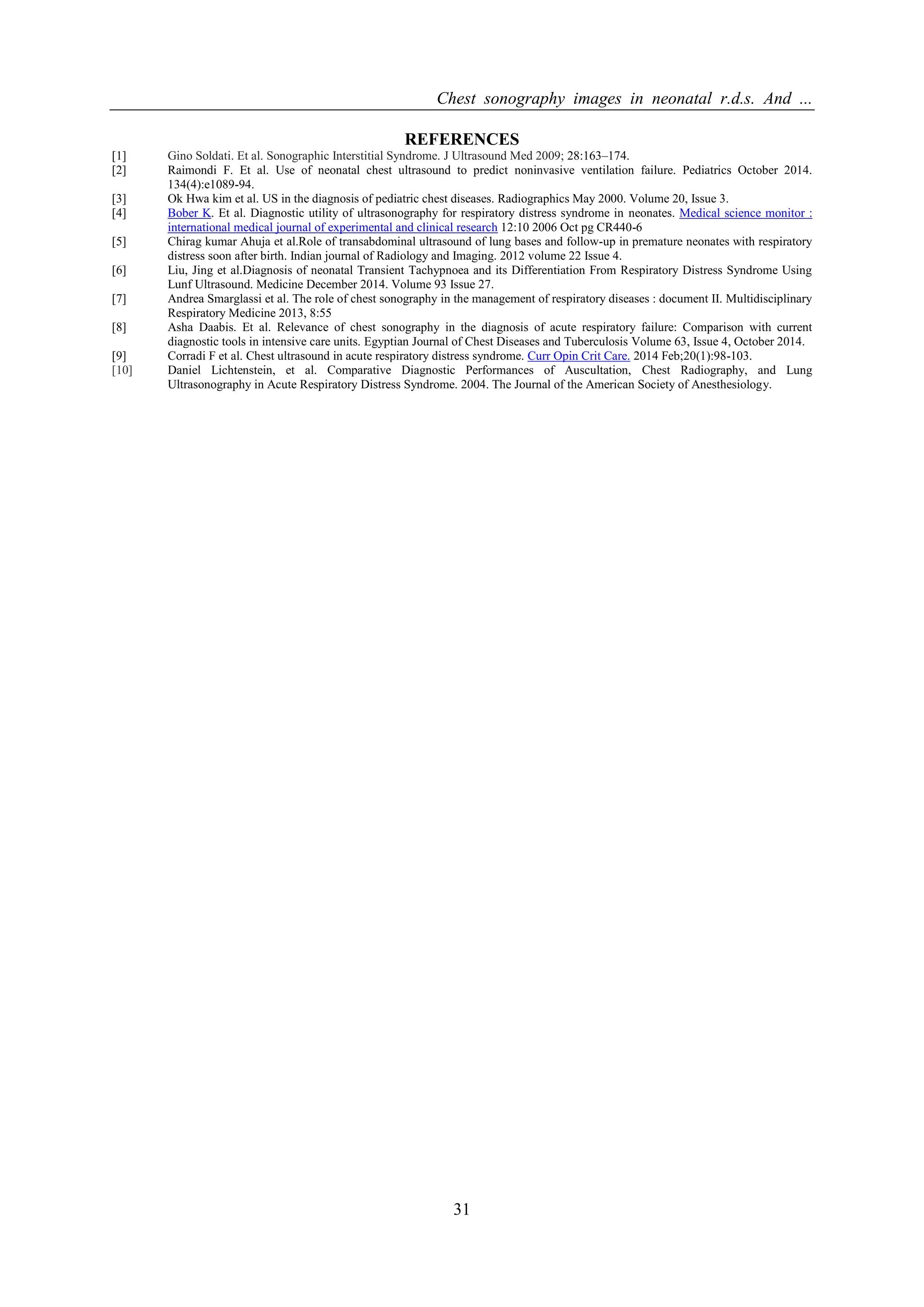 Chest sonography images in neonatal r.d.s. And proposed grading | PDF