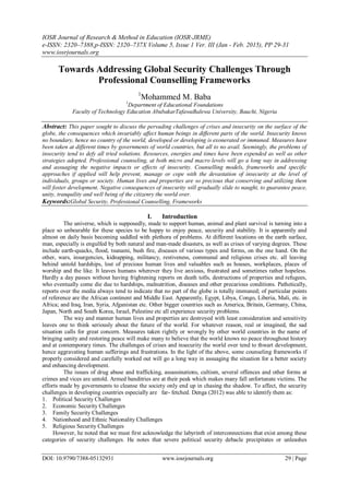 Towards Addressing Global Security Challenges Through Professional ...