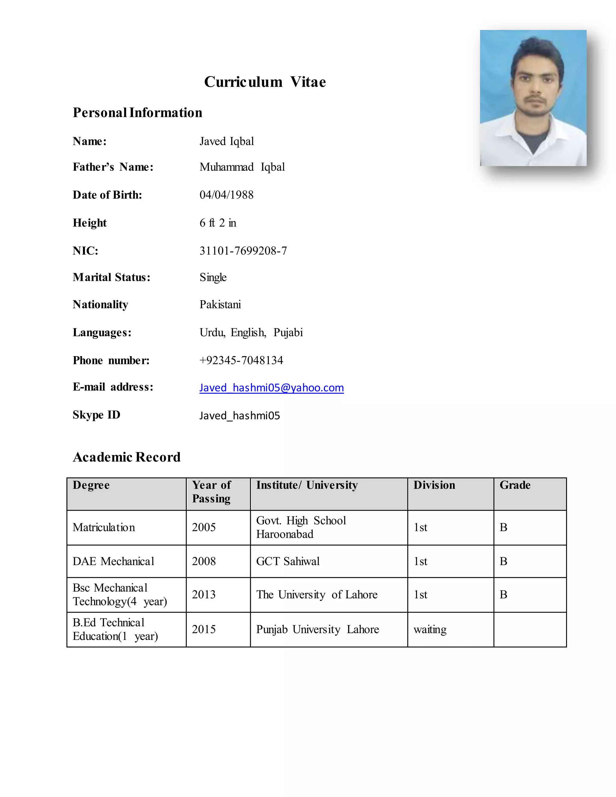 Curriculum Vitae_Template (1) | DOCX