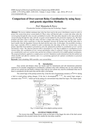 Comparison of Over-current Relay Coordination by using fuzzy and genetic algorithm Methods | PDF