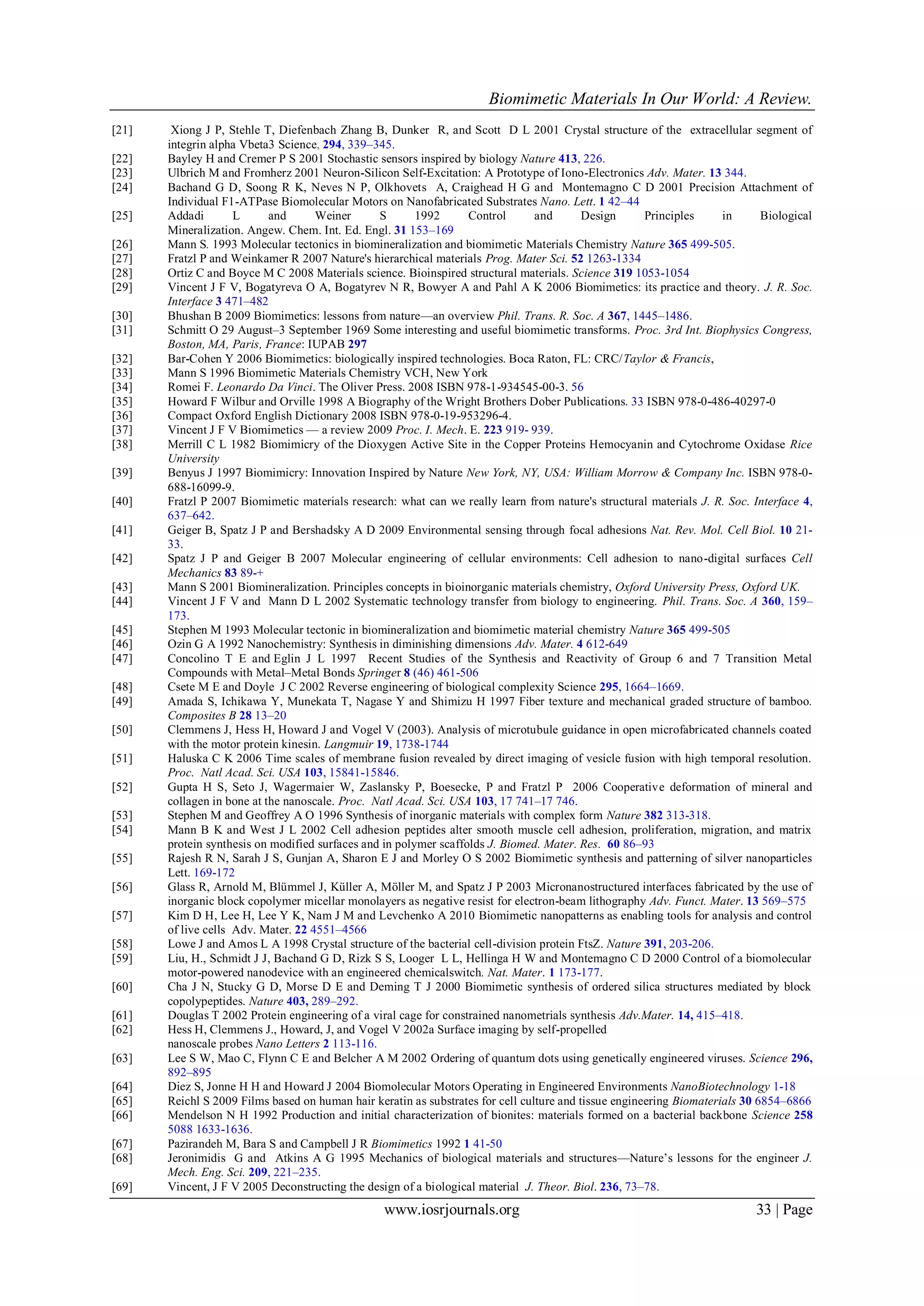 Biomimetic Materials in Our World: A Review. | PDF