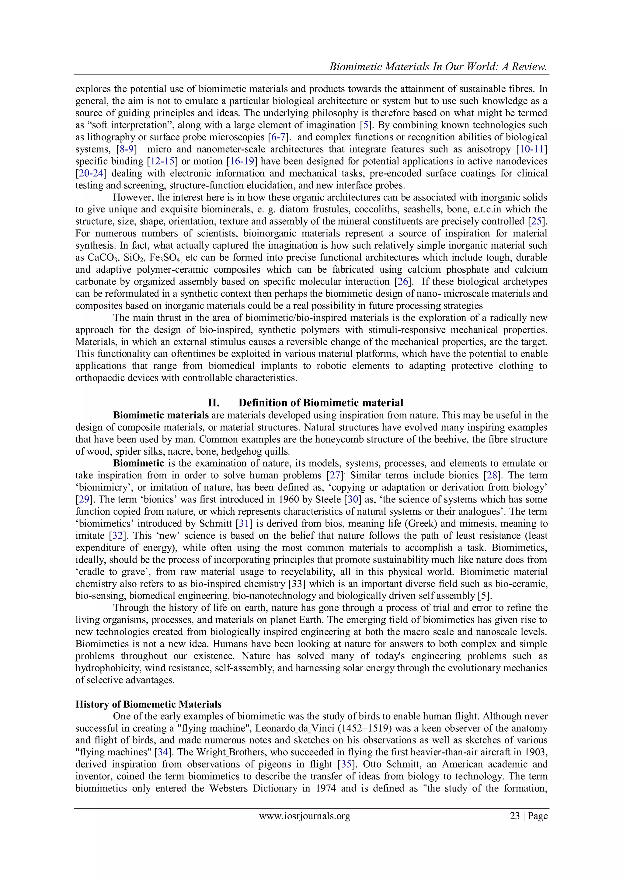 Biomimetic Materials in Our World: A Review. | PDF