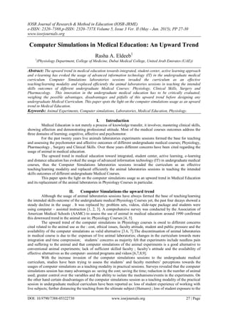 Computer Simulations in Medical Education: An Upward Trend | PDF ...