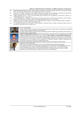 Effective Implementation techniques in Offline Signature Verification | PDF | Photo Editing ...