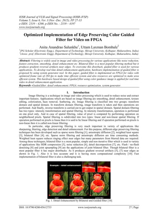 Optimized Implementation of Edge Preserving Color Guided Filter for Video on FPGA | PDF