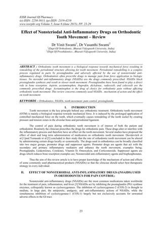 Effect of Nonsteriodal Anti-Inflammatory Drugs on Orthodontic Tooth Movement – Review | PDF