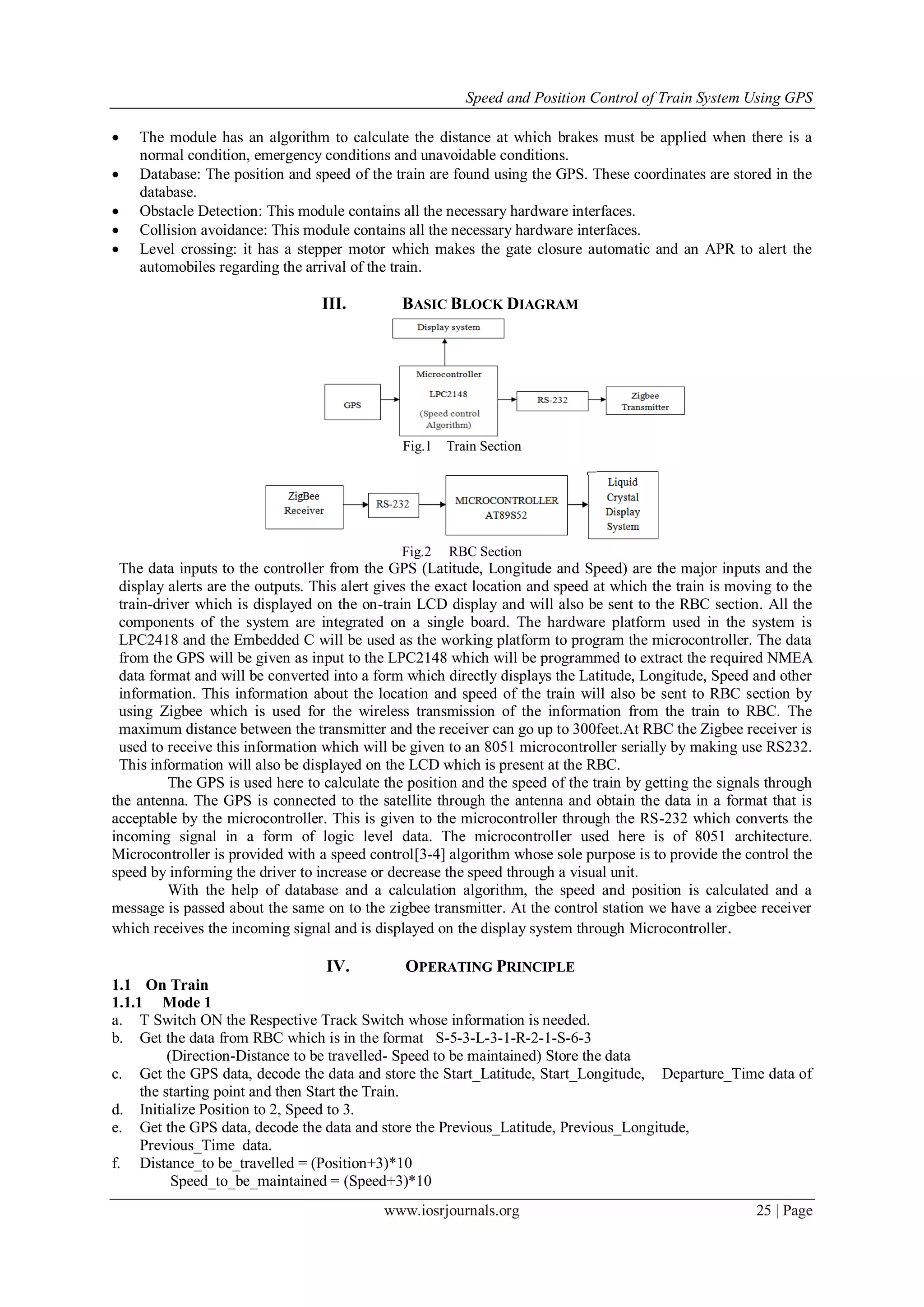 Speed and Position Control of Train Sytem Using GPS | PDF