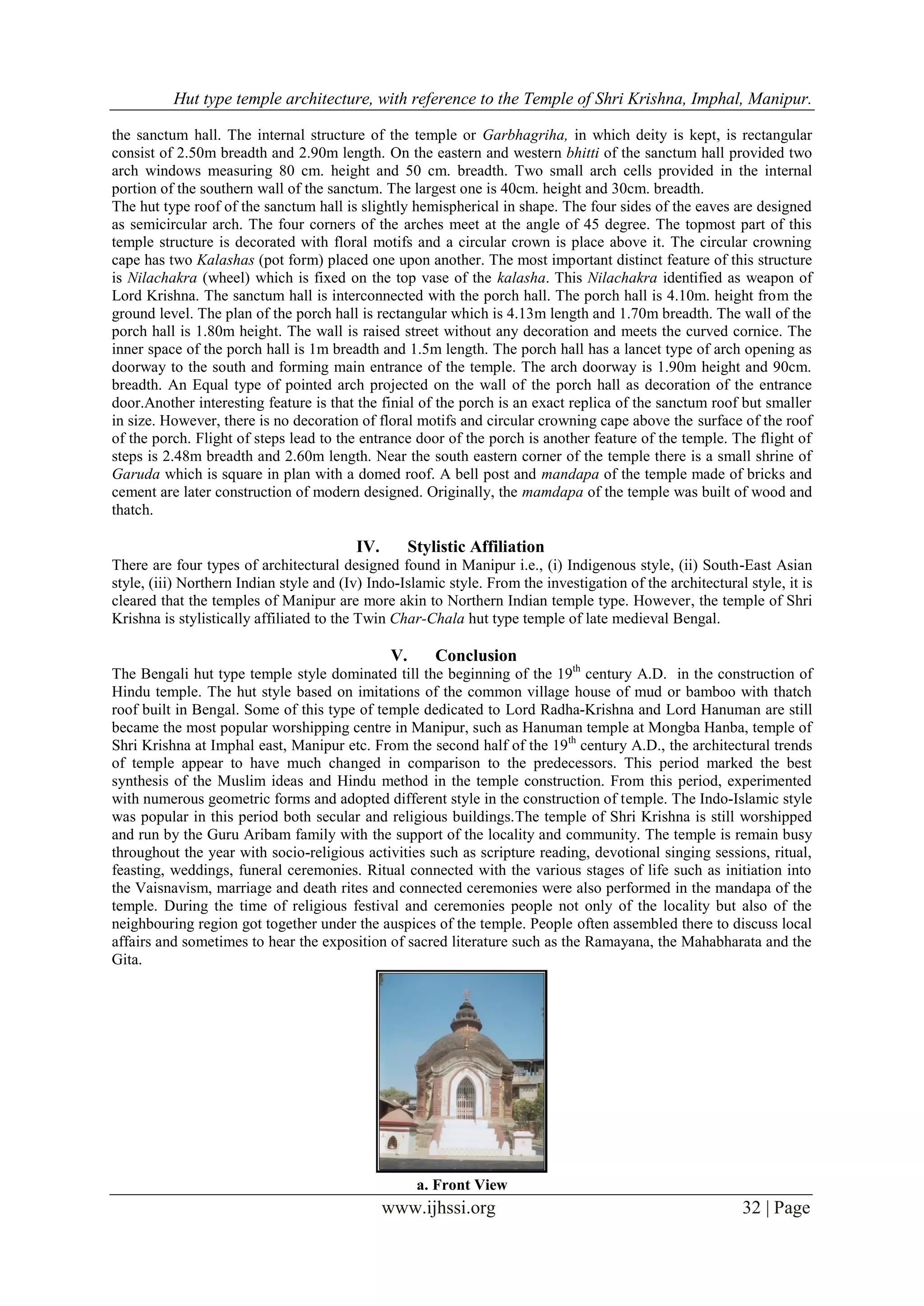 Hut type temple architecture, with reference to the Temple of Shri ...