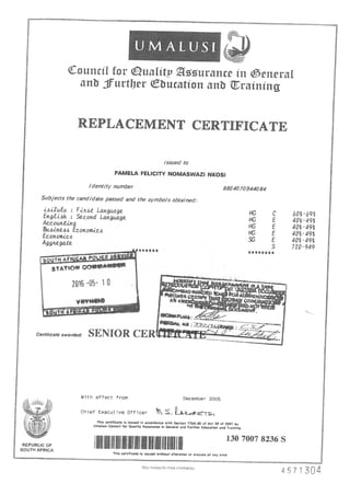 MATRIC CERT | PDF