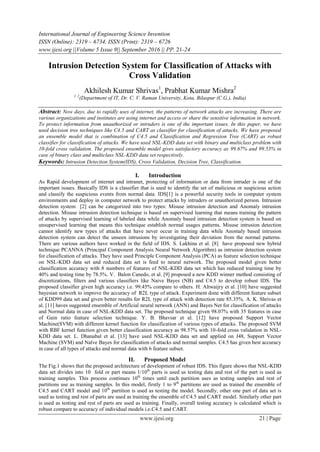 Intrusion Detection System for Classification of Attacks with Cross Validation | PDF