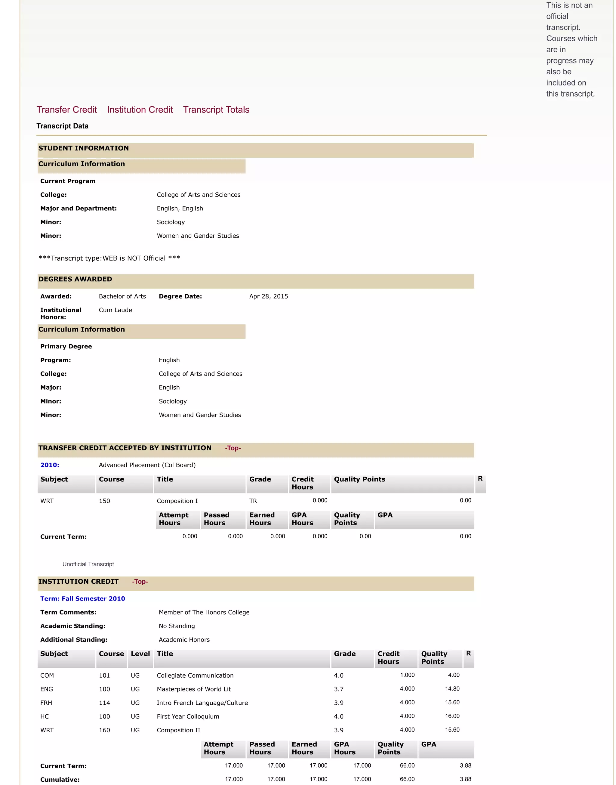 Academic Transcript | PDF