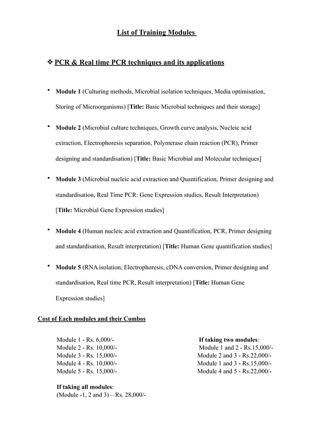 2016 List of Training Modules | PDF