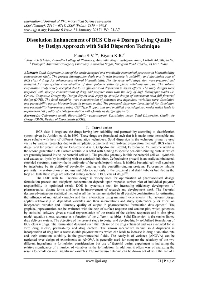 Dissolution Enhancement of BCS Class 4 Dssrugs Using Quality by Design ...