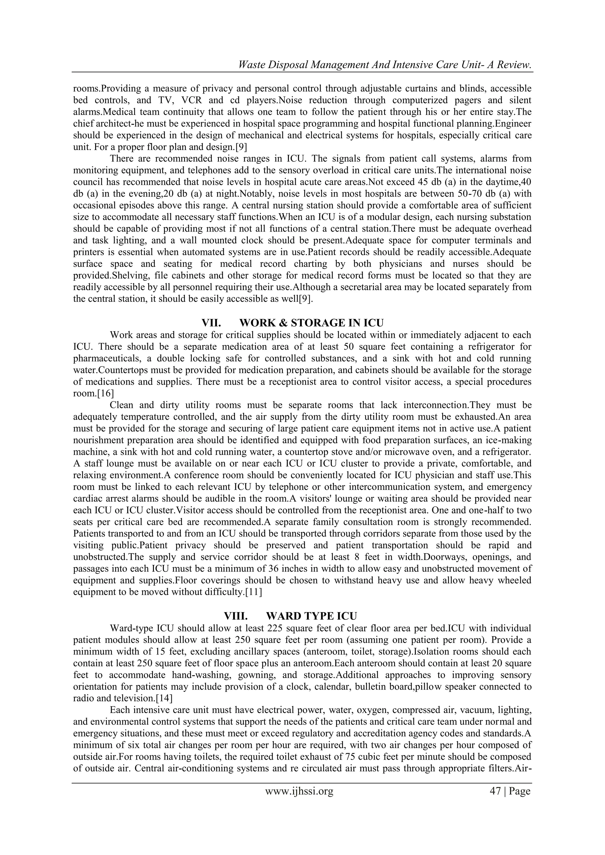 Waste Disposal Management and Intensive Care Unit- A Review. | PDF