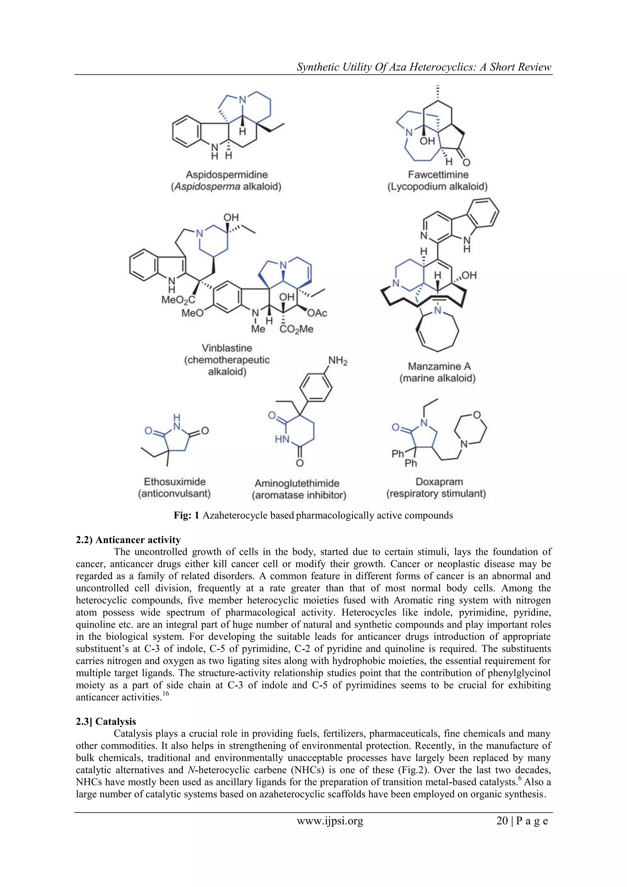 Synthetic Utility of Aza Heterocyclics: A Short Review | PDF