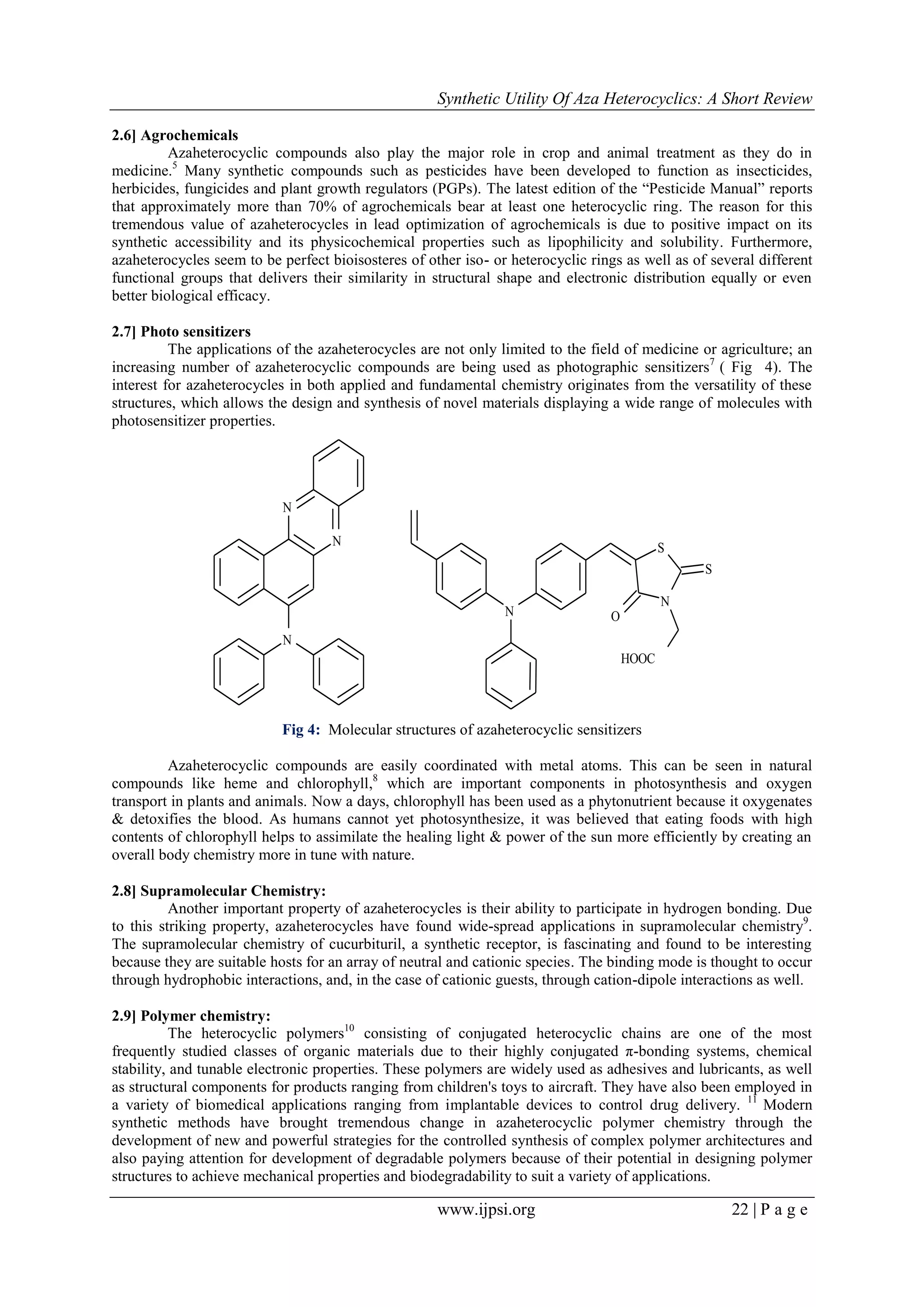 Synthetic Utility of Aza Heterocyclics: A Short Review | PDF