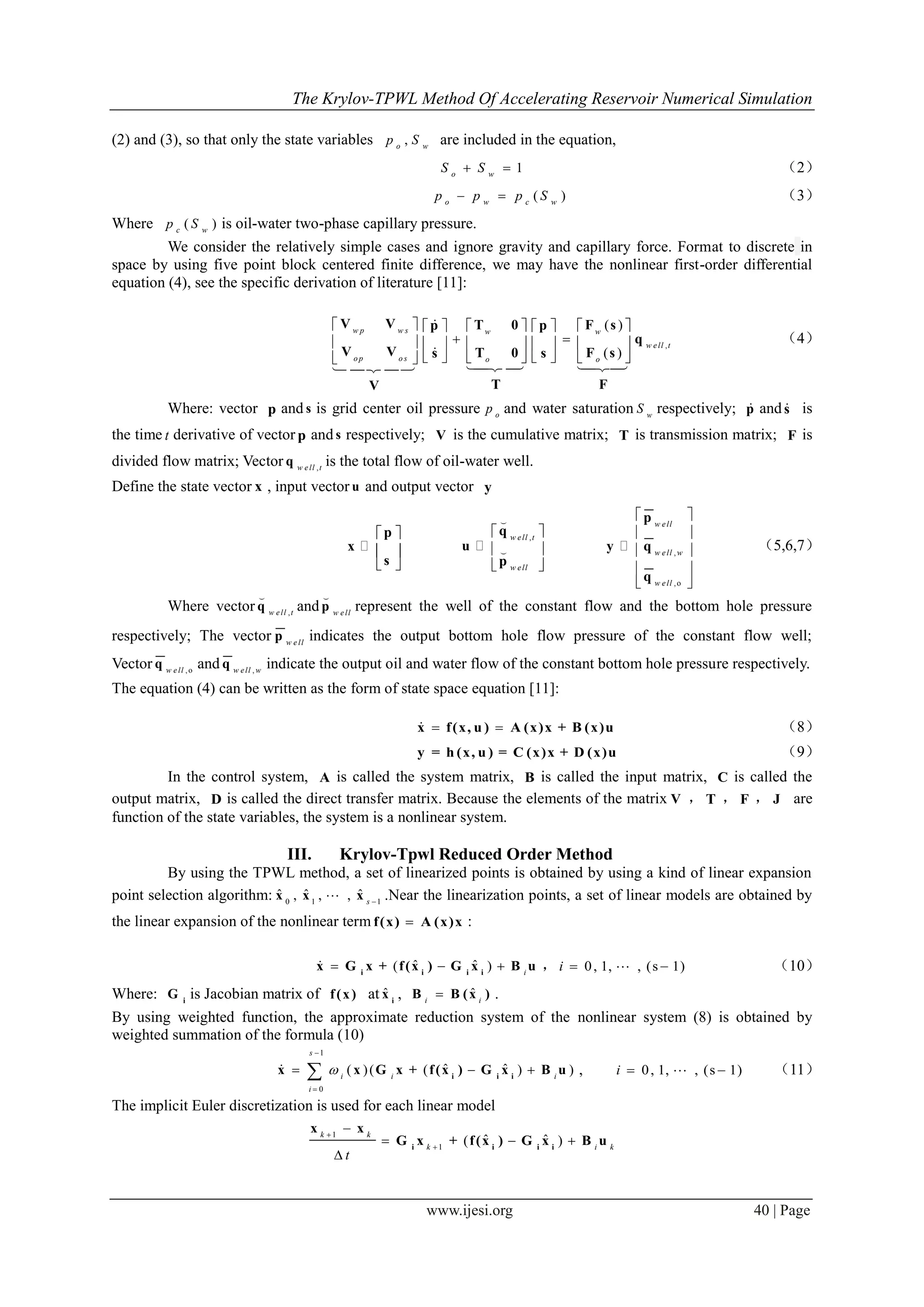 The Krylov-TPWL Method of Accelerating Reservoir Numerical Simulation | PDF