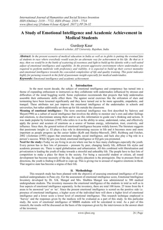A Study of Emotional Intelligence and Academic Achievement in Medical ...