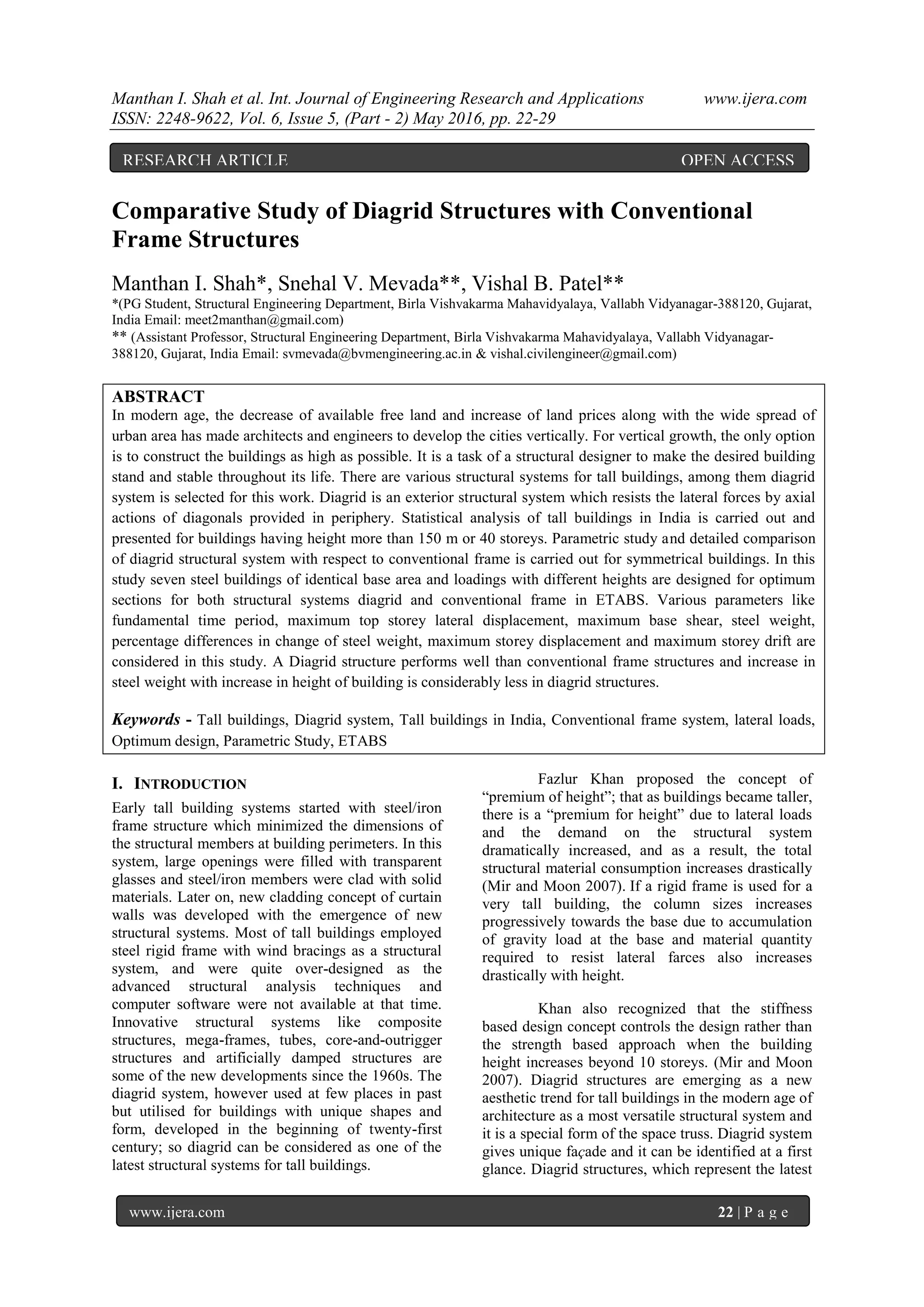 Comparative Study of Diagrid Structures with Conventional Frame Structures | PDF