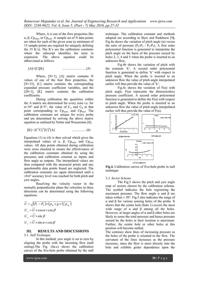 Calibration of A Five-Hole Probe in Null and Non-Null Technique | PDF