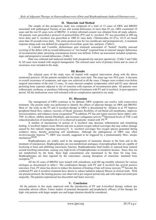 Role of Adjuvant Therapy in Osteoradionecrosis (Orn) and Bisphosphonate ...