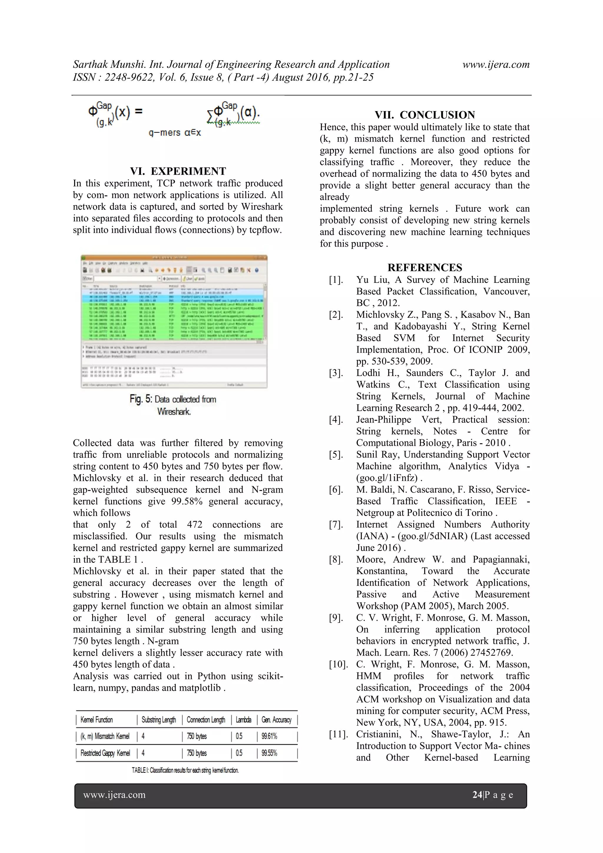 Packet Classification Using Support Vector Machines With String Kernels Pdf