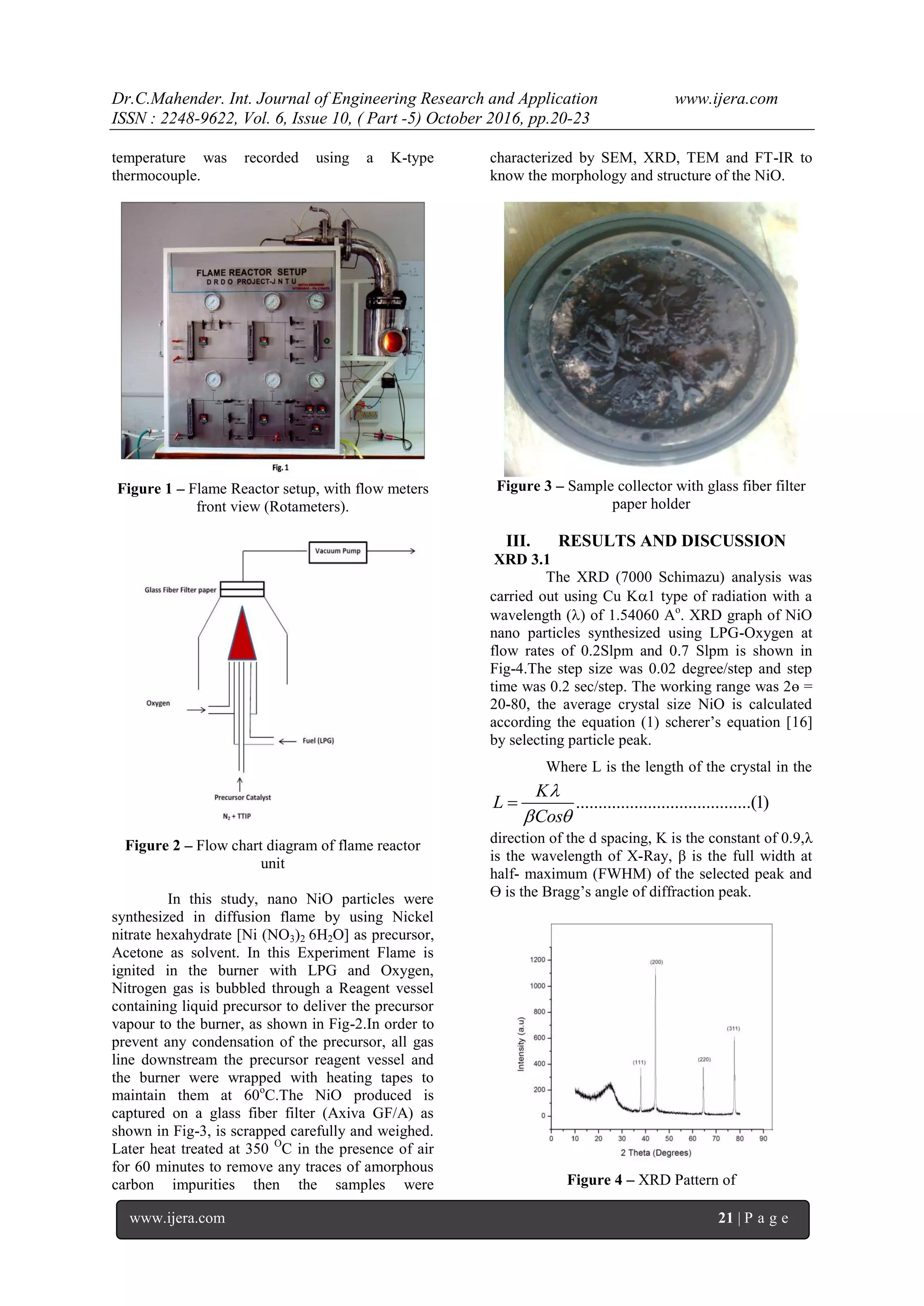 Synthesis of Nio Nanoparticles by Diffusion Flame Reactor | PDF