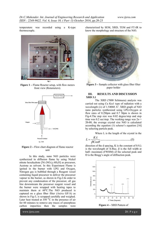 Synthesis of Nio Nanoparticles by Diffusion Flame Reactor | PDF