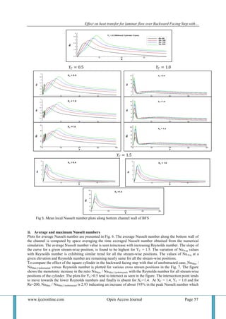 Effect on heat transfer for laminar flow over Backward Facing Step with square cylinder placed ...
