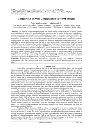 Comparison of PMD Compensation in WDM Systems | PDF