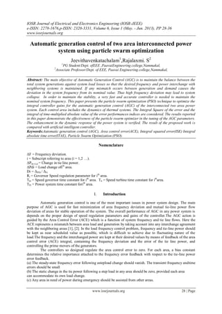 Automatic generation control of two area interconnected power system using particle swarm ...